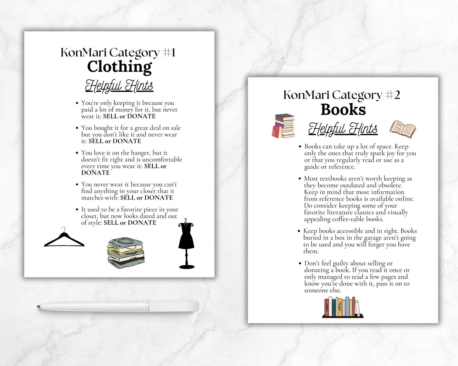 Konmari Decluttering Guide & Checklist Planner: 10-page Printable (PDF ...
