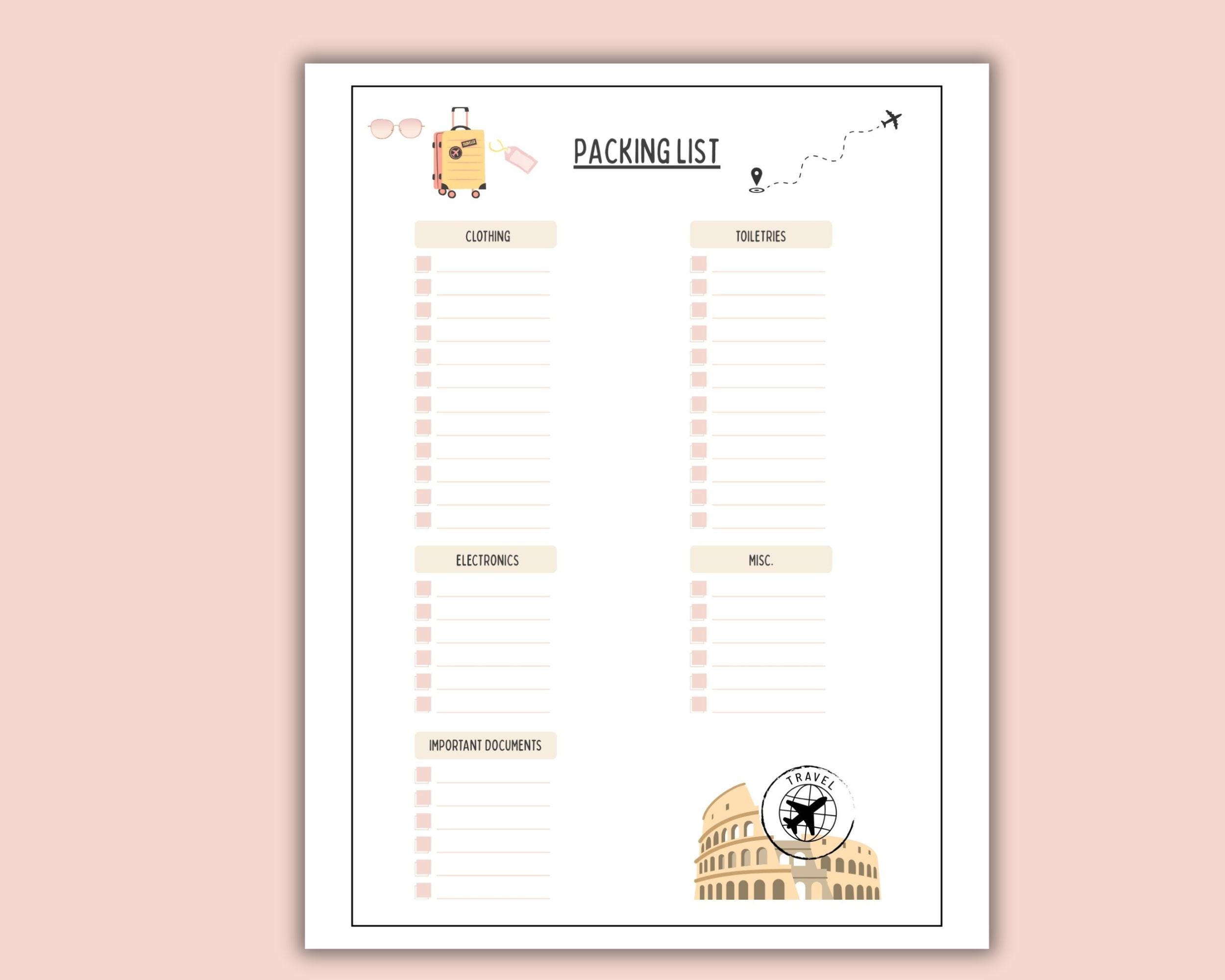 Minimalist Travel Planner Printable, Travel Itinerary, Travel Expense ...