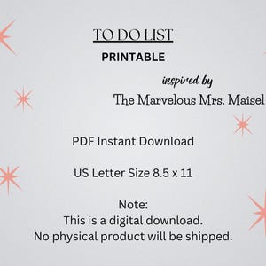Retro Fashion to Do List Printable, Inspired by the Marvelous Mrs. Maisel, Daily to Do List ...