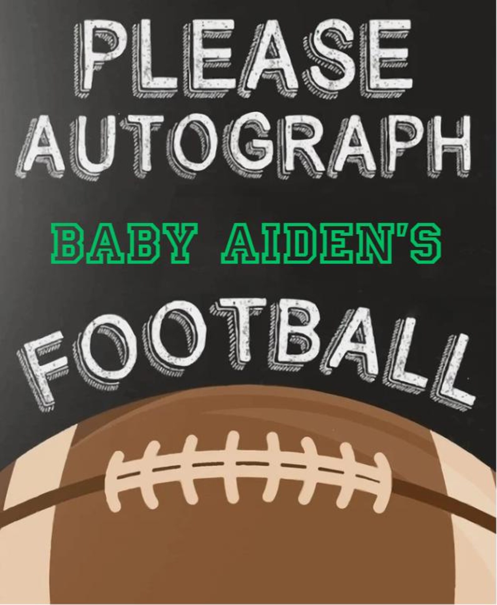 Personalized Autograph Football Poster – Baby Shower Keepsake (12x18 ...