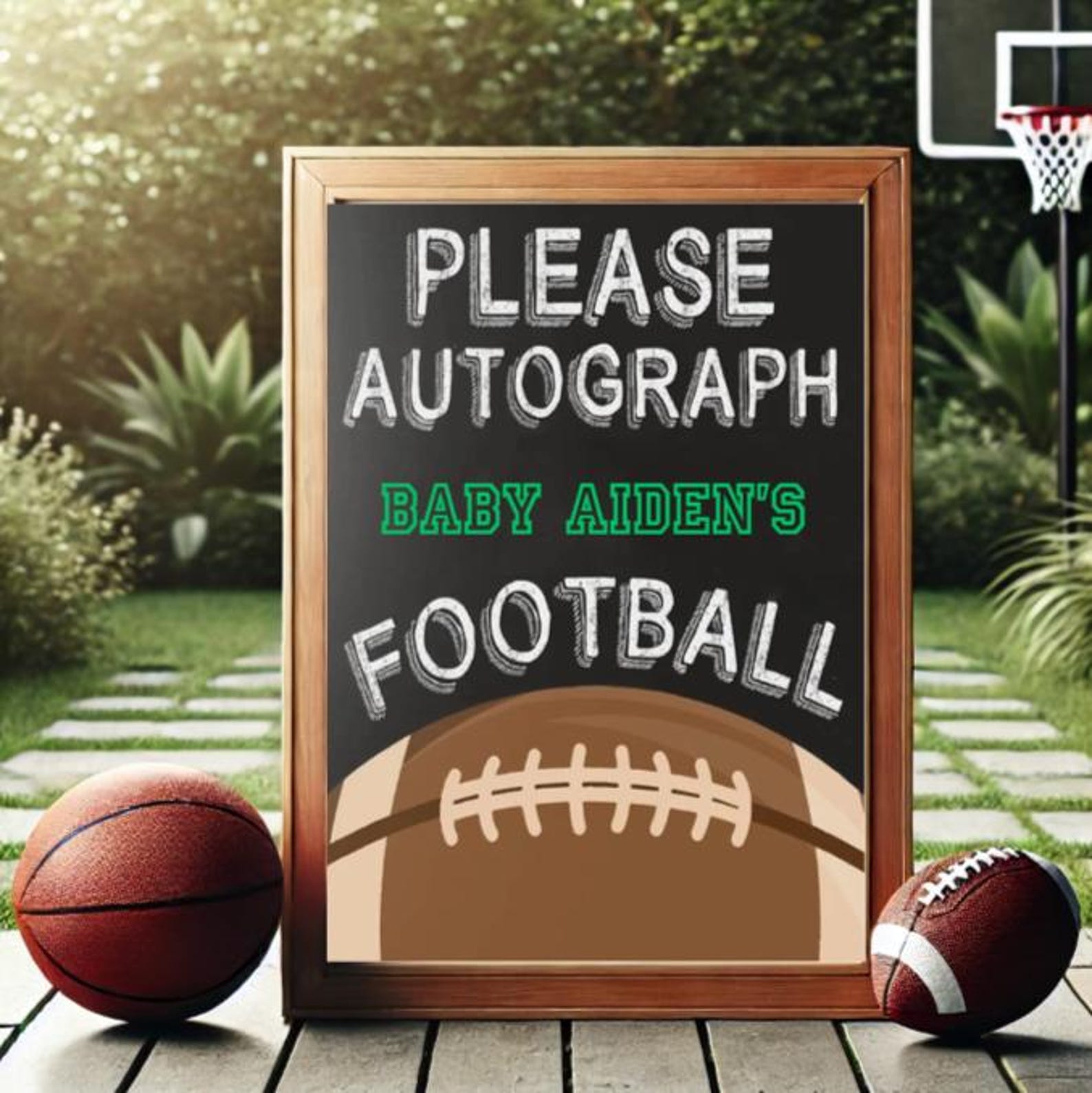 Personalized Autograph Football Poster – Baby Shower Keepsake (12x18 ...