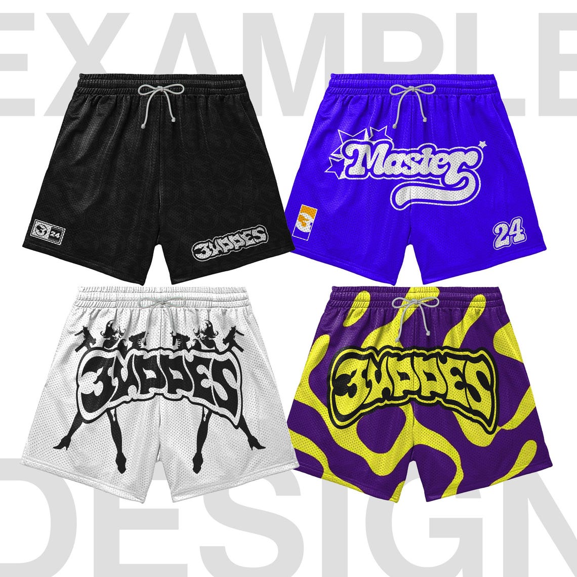 Mesh Shorts Mockup V.1, Editable Photoshop & Photopea Template, Front ...