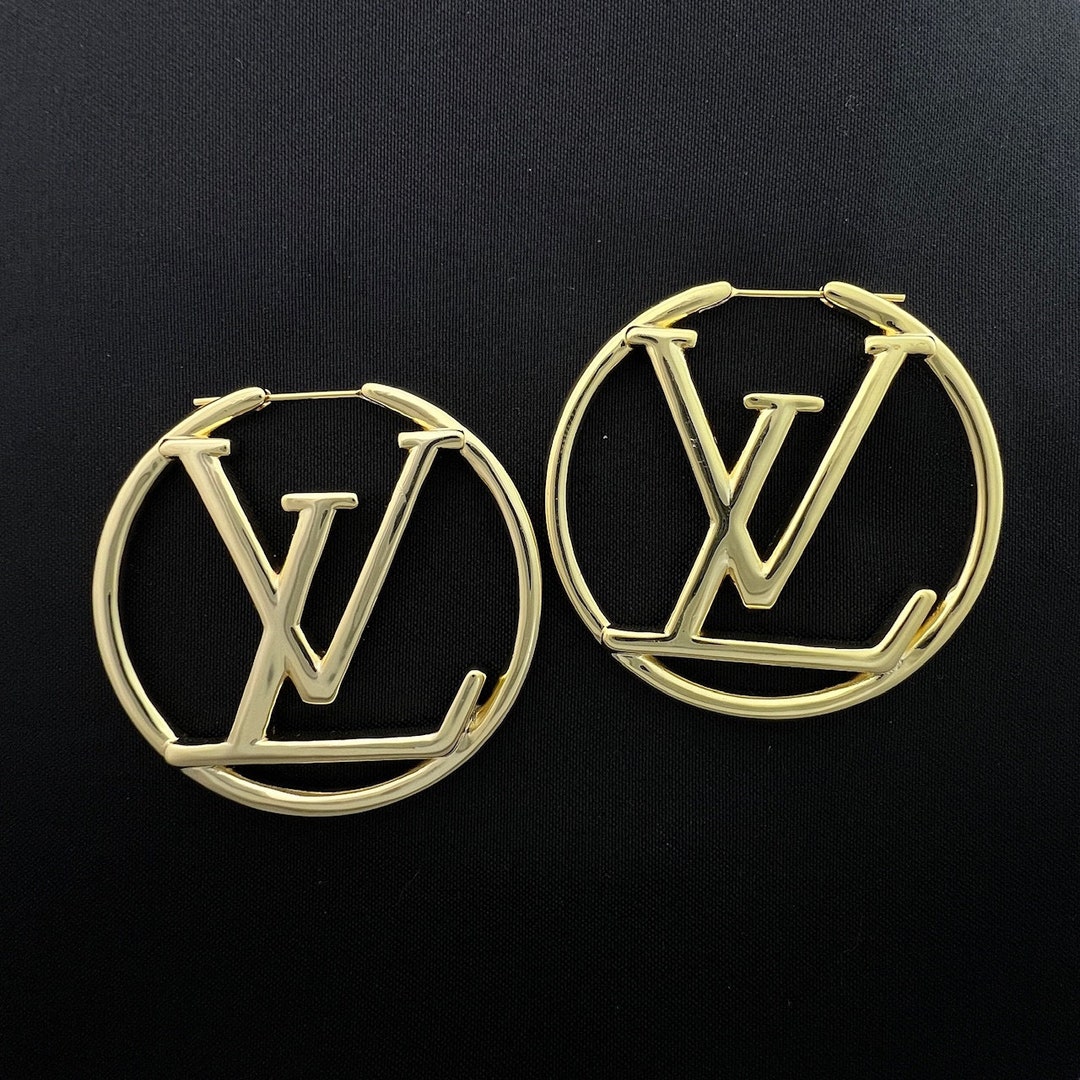 Vintage Louis Vuitton LV Hoop Earrings, Gift for Her, 5cm - Etsy