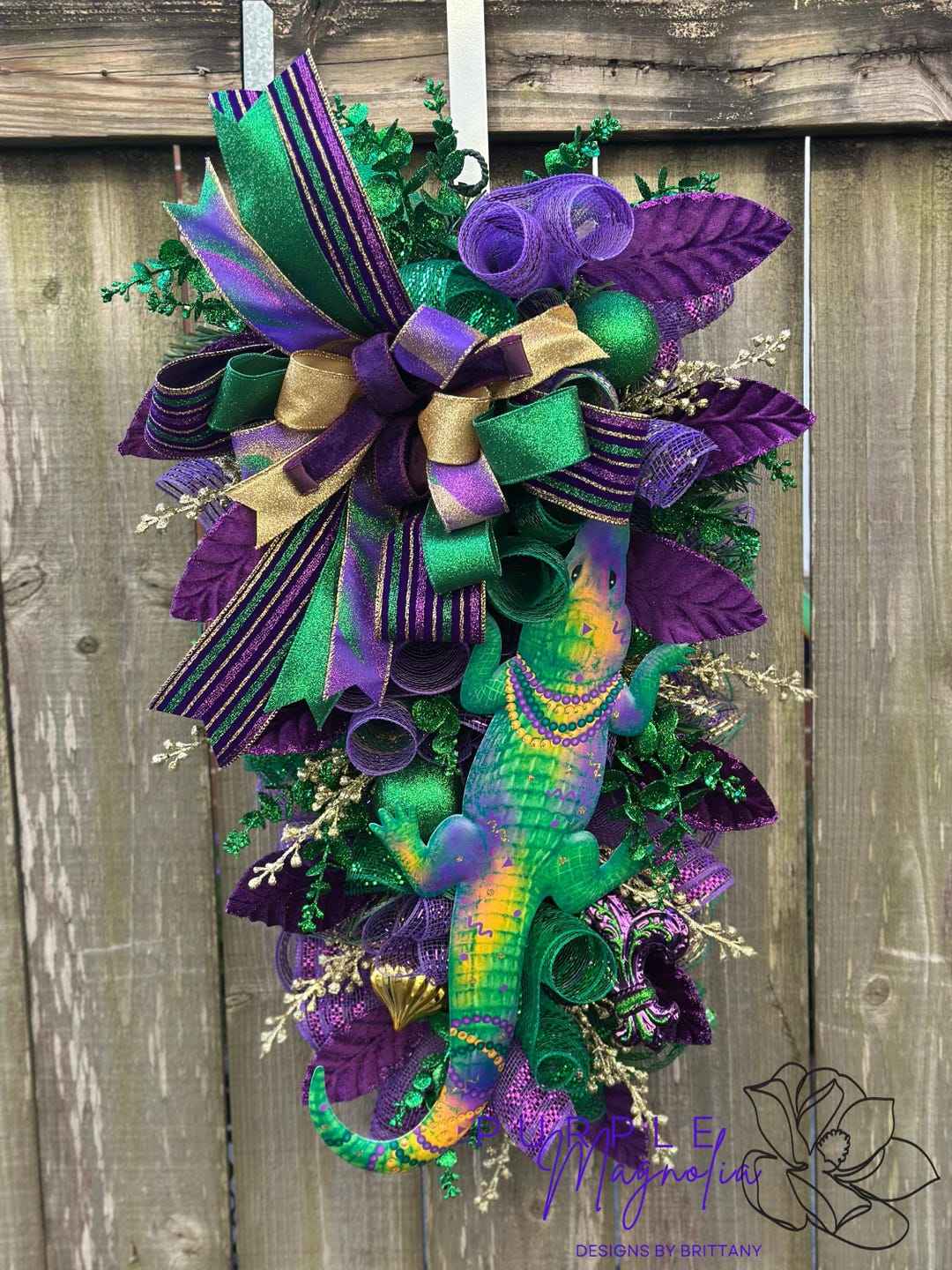 Mardi Gras Alligator Swag Wreath, Carnival Wreath - Etsy