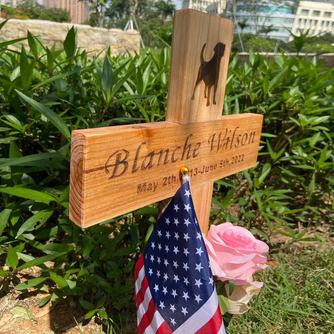 22''x12'' Personalized Wooden Memorial Crosses Stake for Pet, Cat, Dog ...