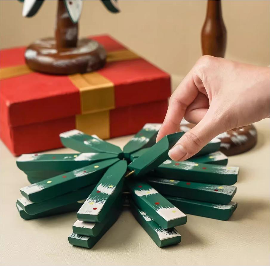 3|4PC Wooden Tree Coasters,trivet,anti-scald Table Mats,christmas ...