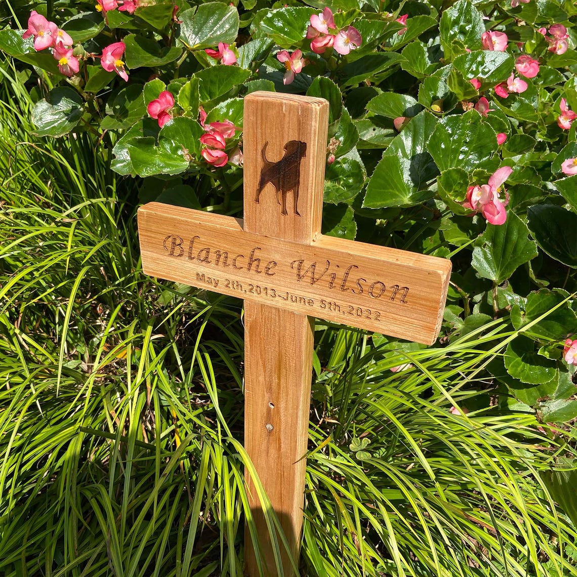 22''x12'' Personalized Wooden Memorial Crosses Stake for Pet, Cat, Dog ...