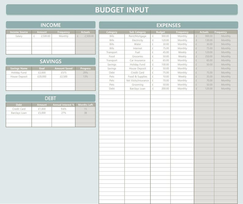 Personal Budget Planner Excel Template | Monthly Expense Tracker | Financial Planning ...
