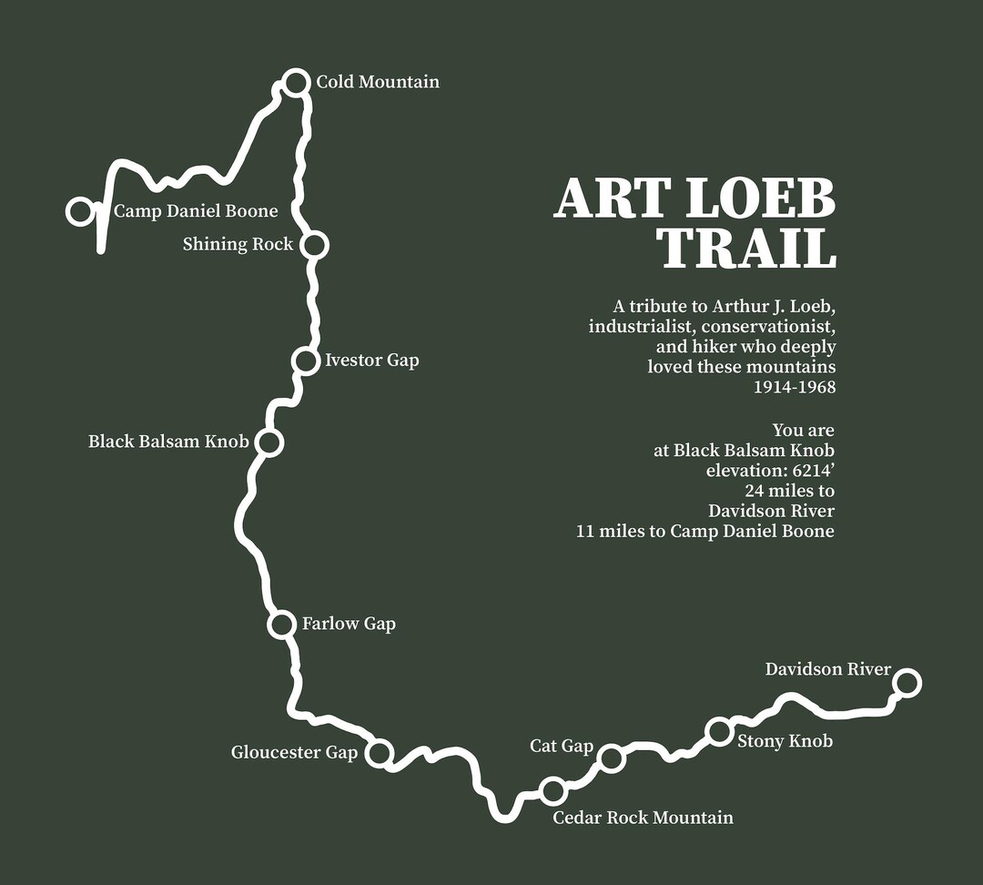 Art Loeb Trail Map Art Loeb Trail Map Poster USA Hiking NC Hiking - Etsy