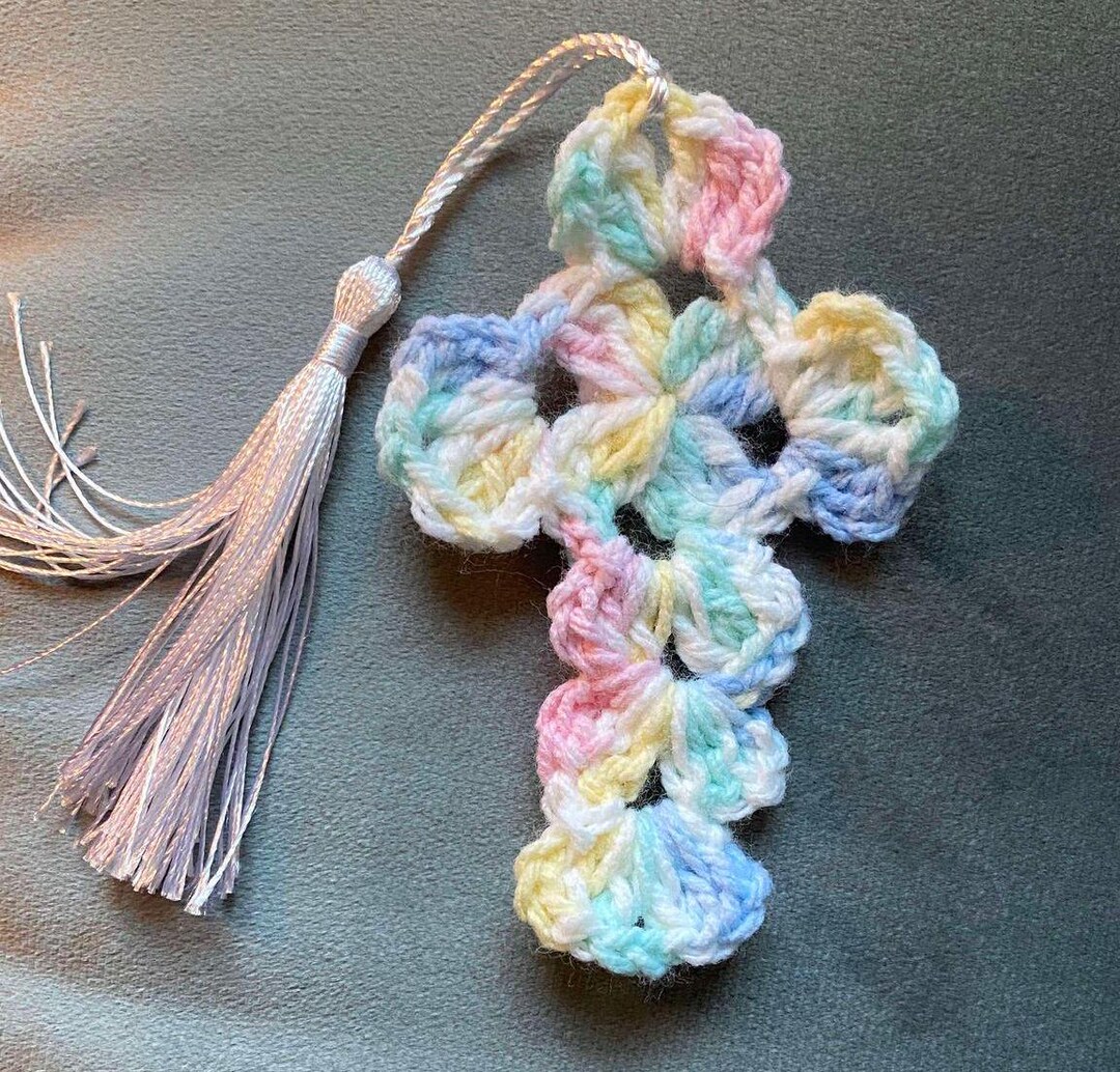CROCHETED CROSS Book Marker-bible, Religious 4 1/2-inch Cross, Great ...