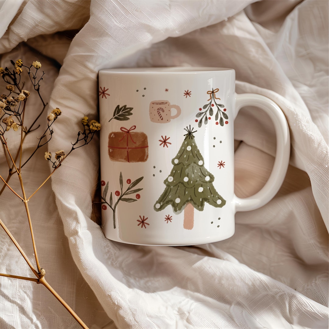 Cozy Christmas Mug With Watercolor Ornaments, Perfect Gift Idea for ...