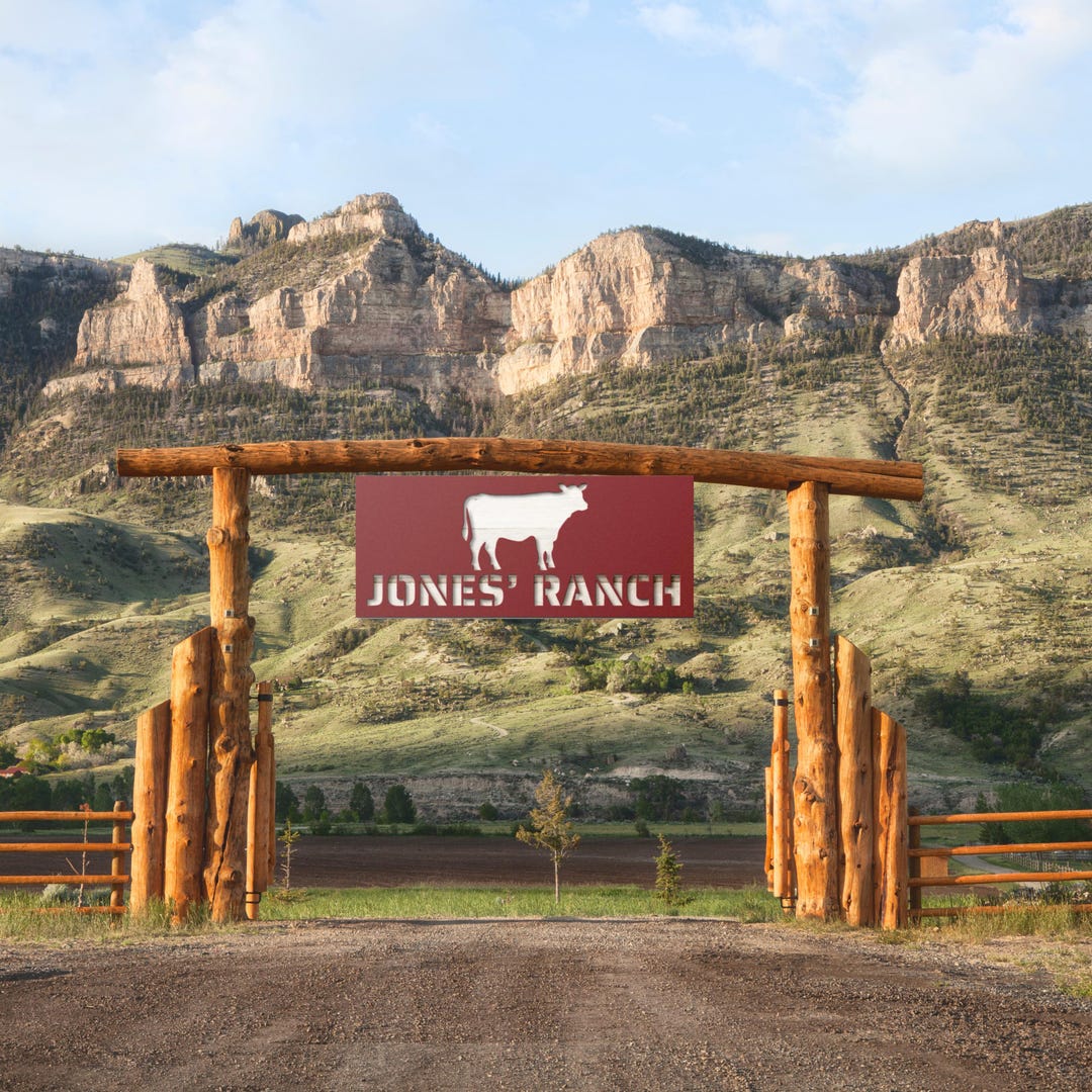 Metal Die Cut Ranch Home Sign With Cow Bull, Ranch House Hanging Sign ...