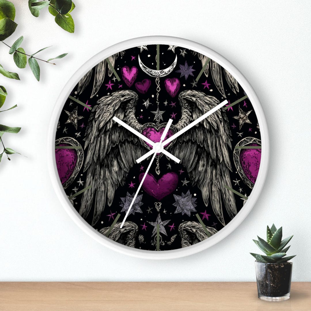 Goth Angel Wing Mystical Clock Wall Clock, Dark Gothic Home Decor - Etsy