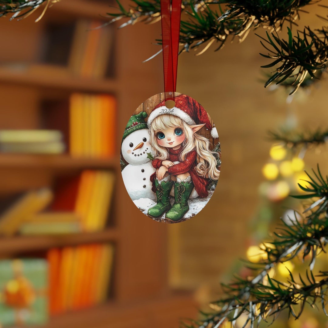Customizable Elven Girl Christmas Tree Ornament - Metal Keepsake - Etsy