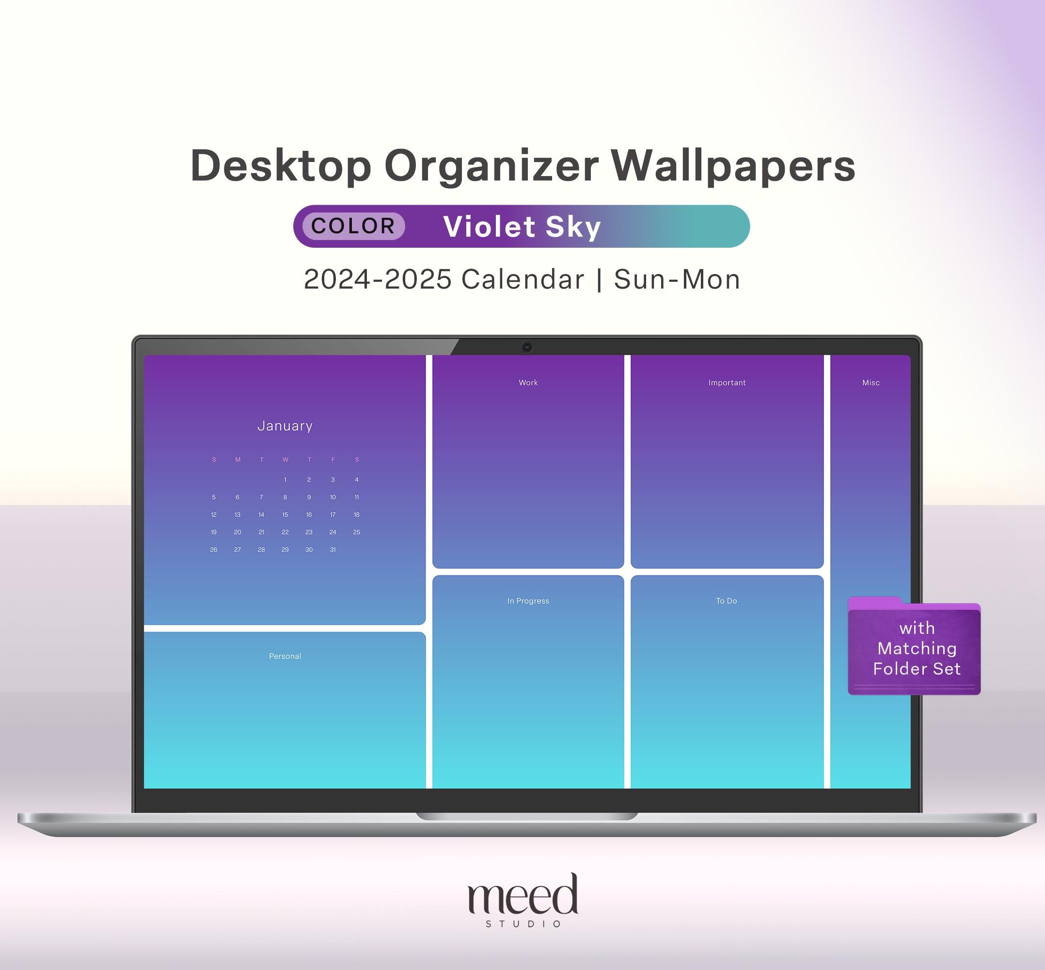 Desktop Organizer Wallpaper Background VIOLET SKY Purple Blue Desktop ...