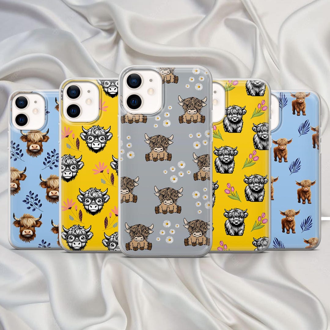Highland Cow Phone Baby Cow Cover for iPhone 16pro, 15, 14, 13, 12 ...