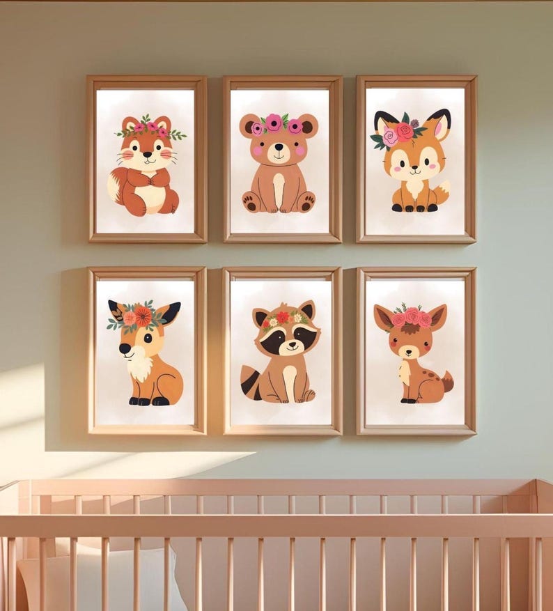 Boho Woodland Animals Wall Decor Set (6 Printables in 2 Sizes) - Etsy