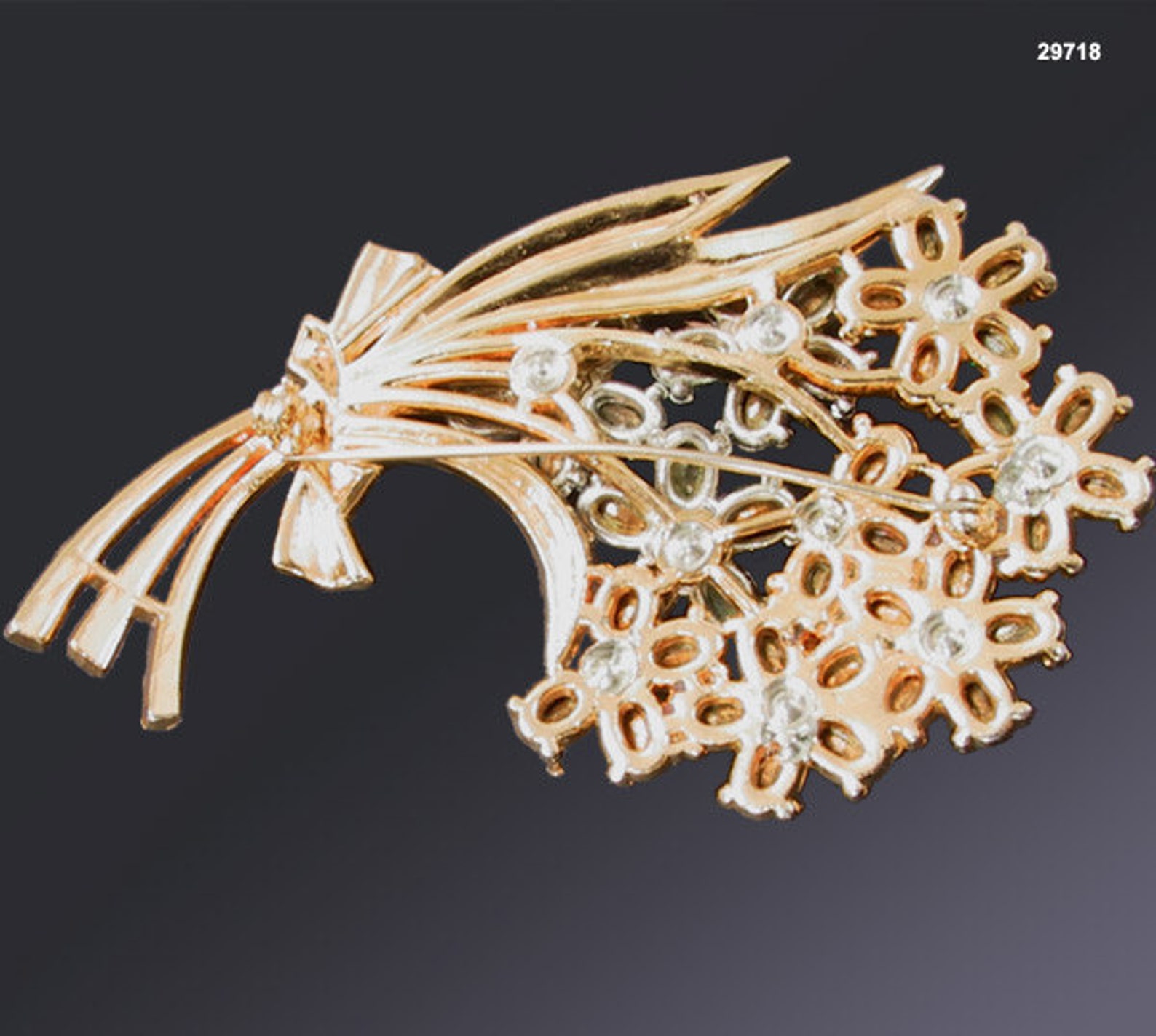 Vintage Flower Pin Brooch Purple Green Gold Plated 1940s Corsage Pin ...