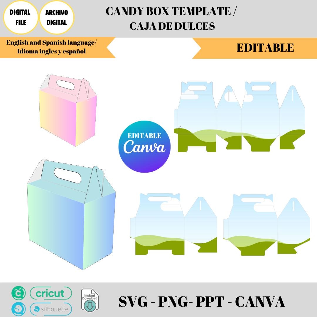 Gable Box Template Canva, SVG, PPT, PNG Printable Box, Gable Box for ...