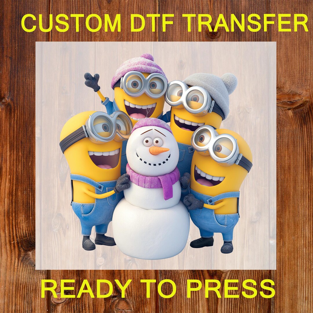 Minions and Snowman DTF Ready to Press, Funny Christmas DTF Transfer ...