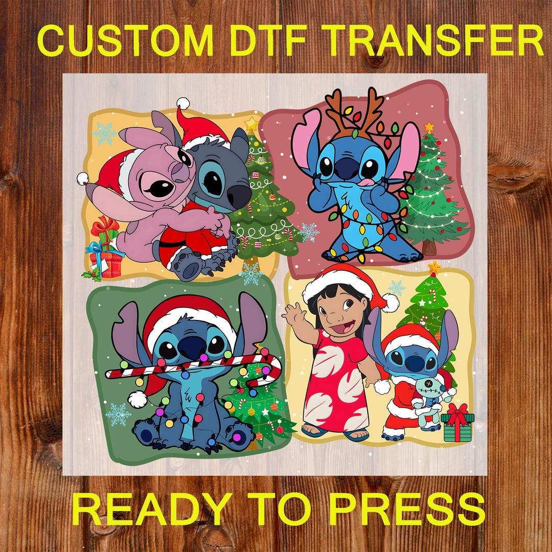 Christmas Disney Stitch and Lilo DTF Ready to Press, Santa Claus Stitch ...