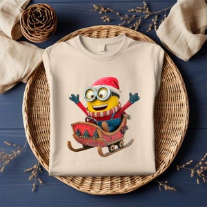 Santa Minions Sleigh DTF, Funny Christmas DTF Transfer, Festive Minions ...