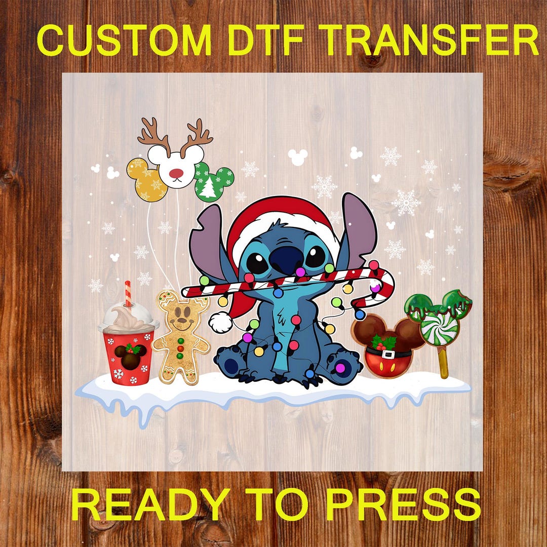 Disney Christmas Stitch DTF Ready to Press, Stitch Candy Cane DTF ...