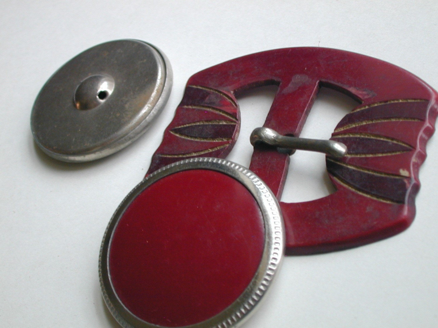 2 vintage buttons and belt buckle | Etsy