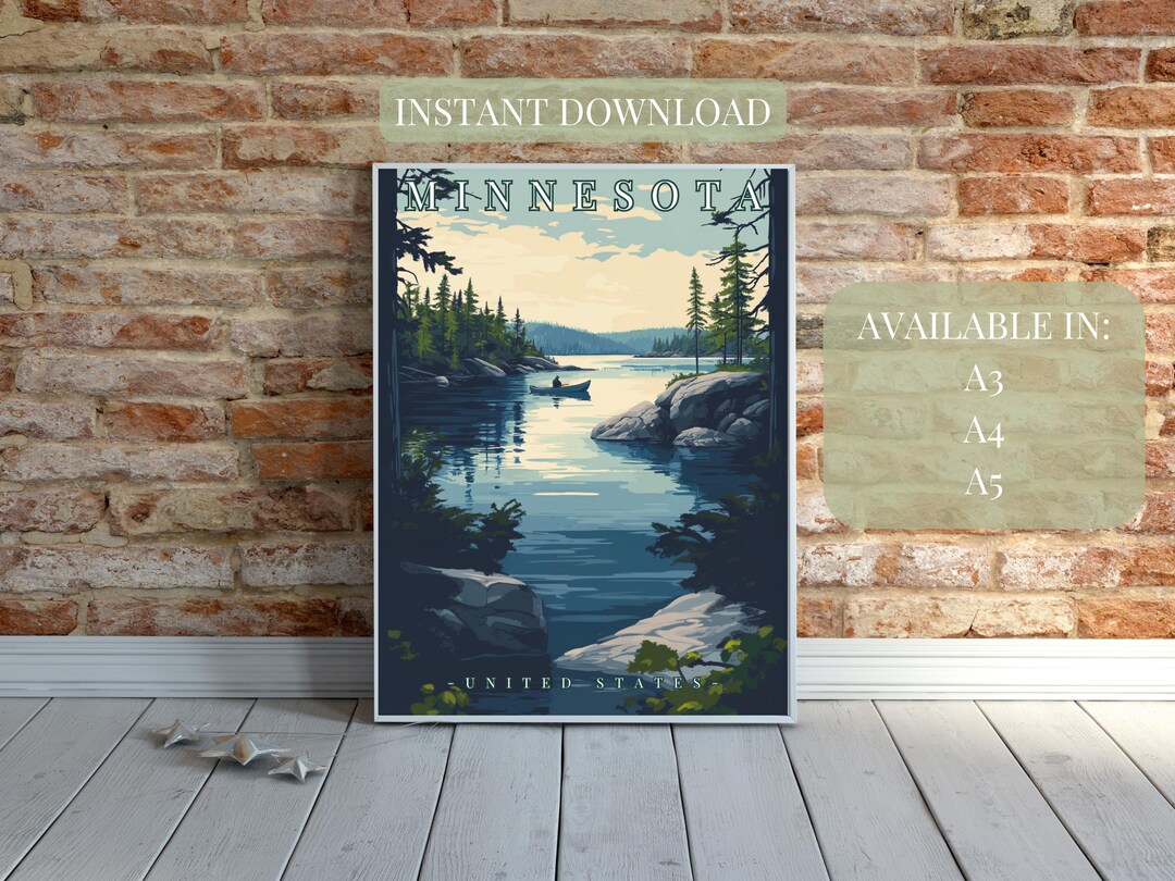 Minnesota Travel Poster – Boundary Waters Canoe Area Wilderness ...