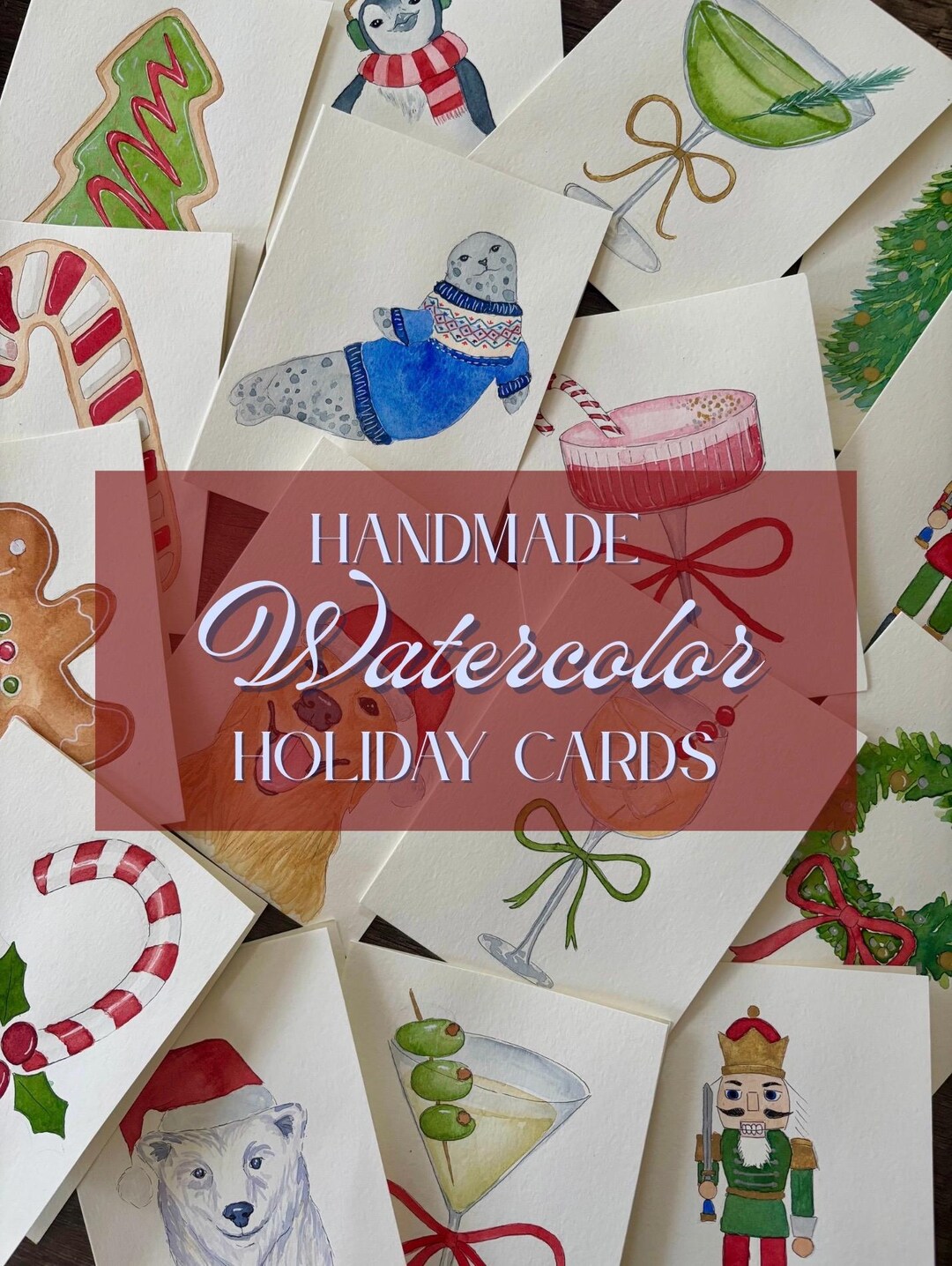 Holiday Card Set | Handmade Watercolor Christmas Cards, Create Your Own ...