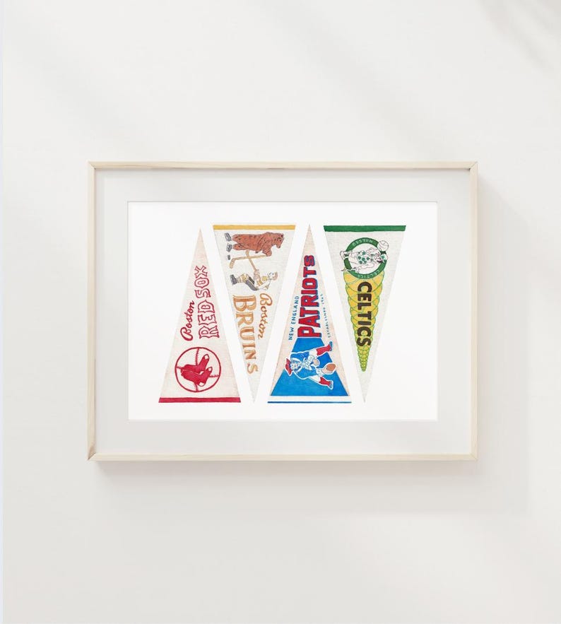 Boston Vintage Sports Pennants DIGITAL DOWNLOAD: Red Sox, Patriots ...