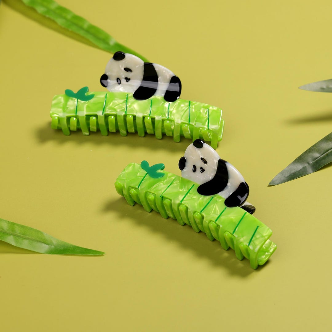 Panda Hair Claw Clips, Animal Hair Clips,hair Barrette, Bamboo Hair ...