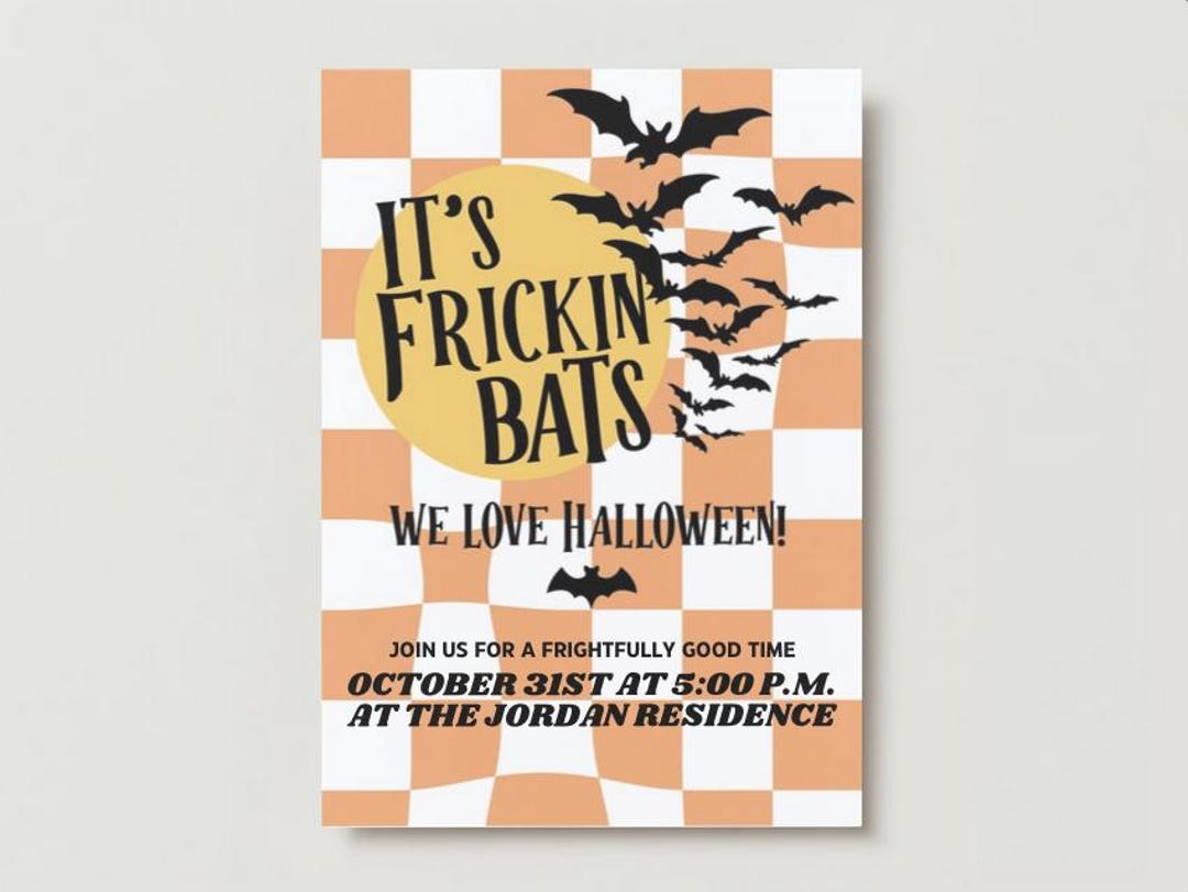 Customizable Halloween Invite - Bat Theme Invitation - Halloween Party ...