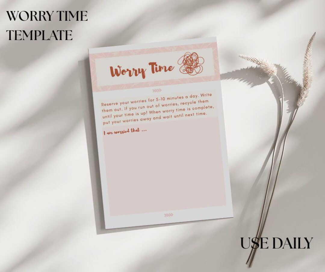 OCD & Anxiety Worksheet | Worry Time Journal, CBT Reflection Printable ...