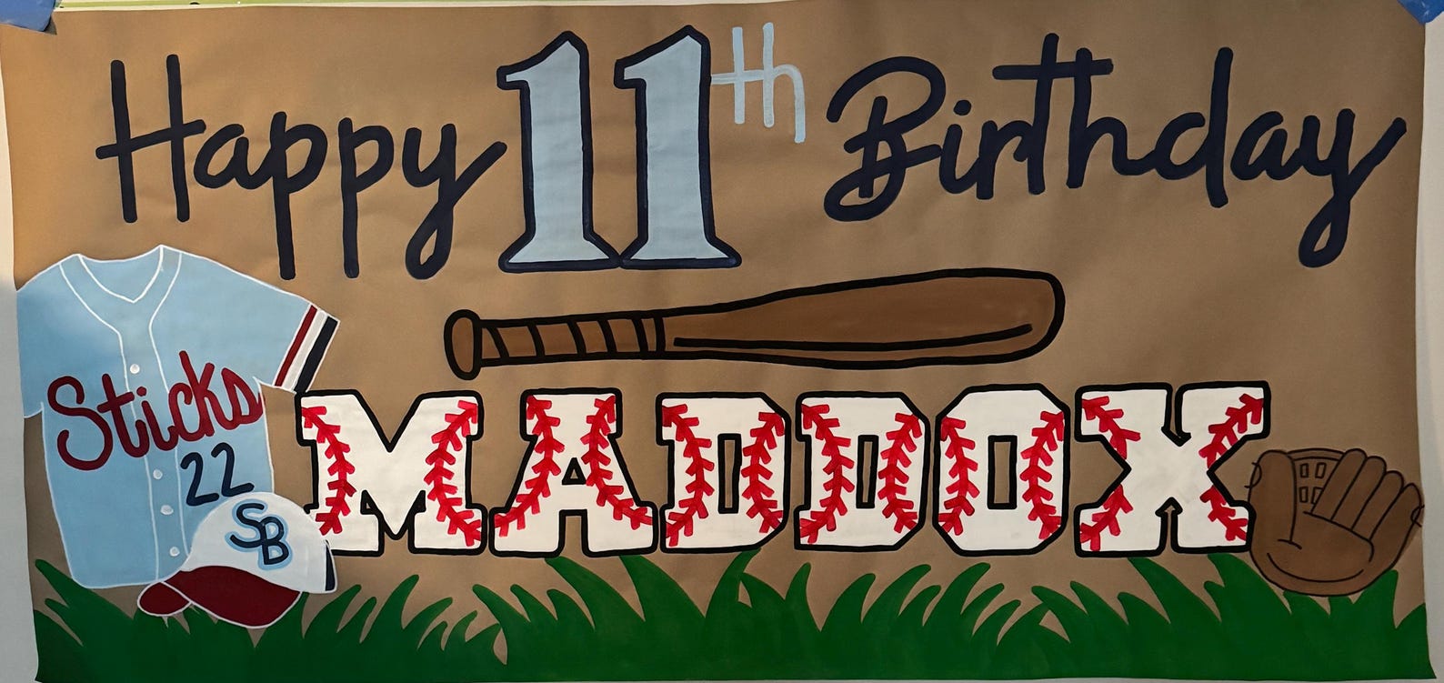 Baseball Painted Party Banner, Baseball Banner, Brown Paper Banner ...