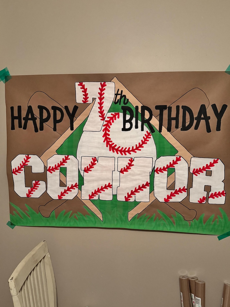 Hand-painted Baseball Birthday Banner, Custom Sports Party Decor - Etsy
