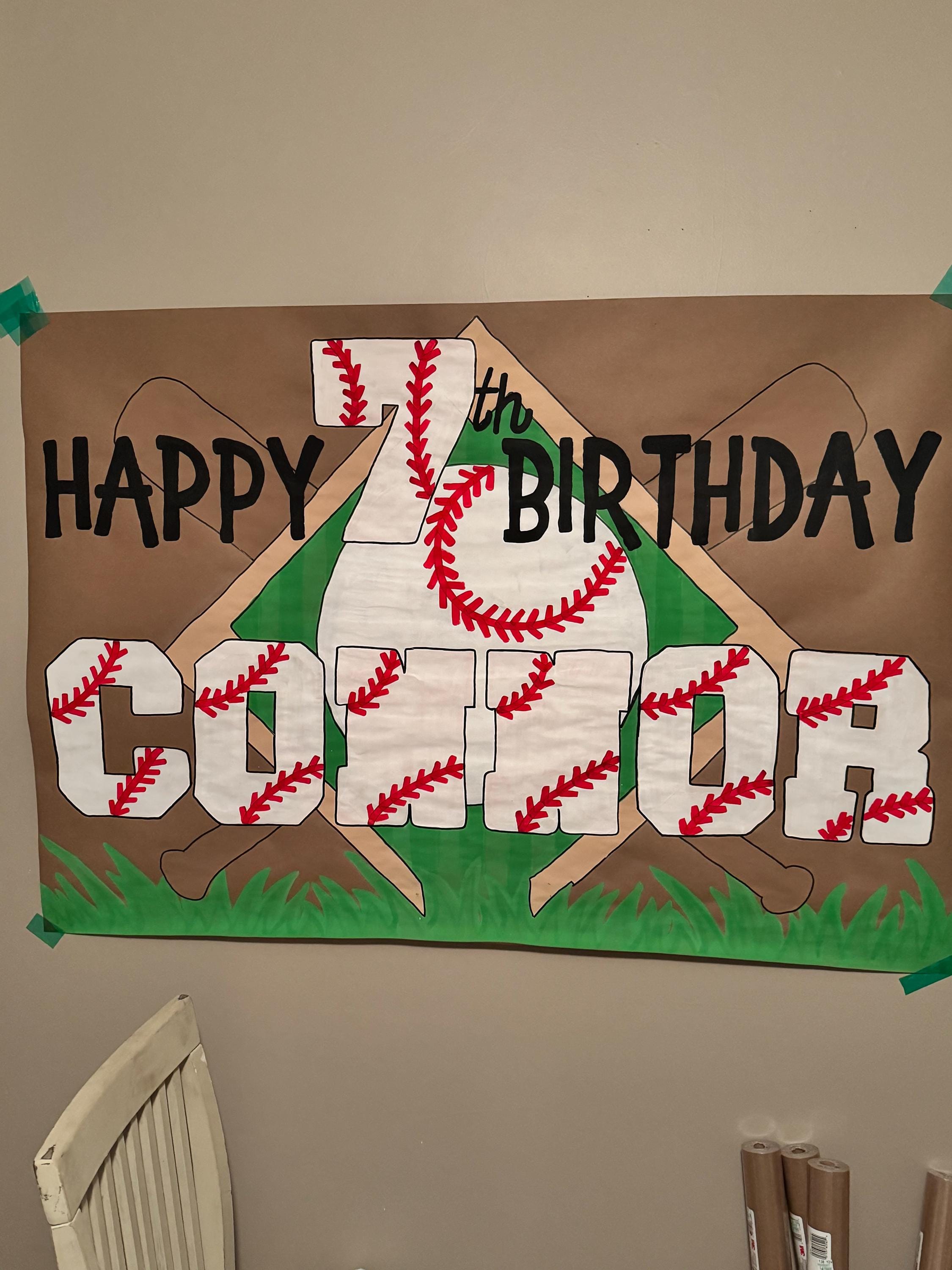 Baseball Painted Party Banner, Baseball Banner, Brown Paper Banner ...