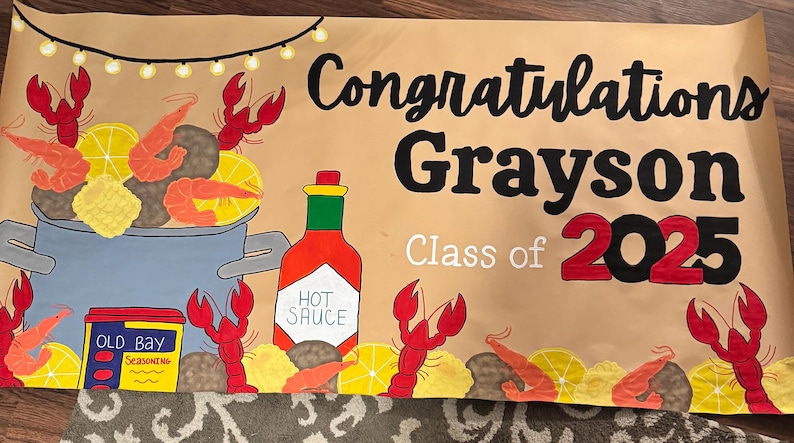 Hand-painted Crawfish Boil Birthday Party Banner, Custom Design - Etsy