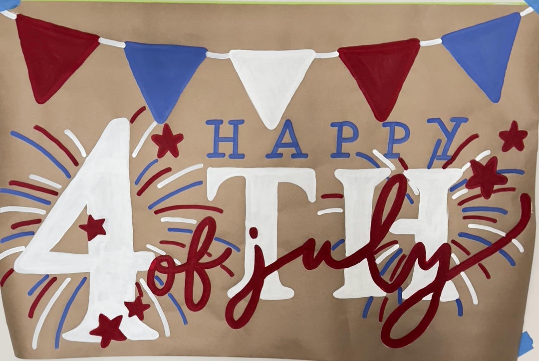 4th Party, Patriotic Party, 4th Banner, July Banner, Red White Blue ...