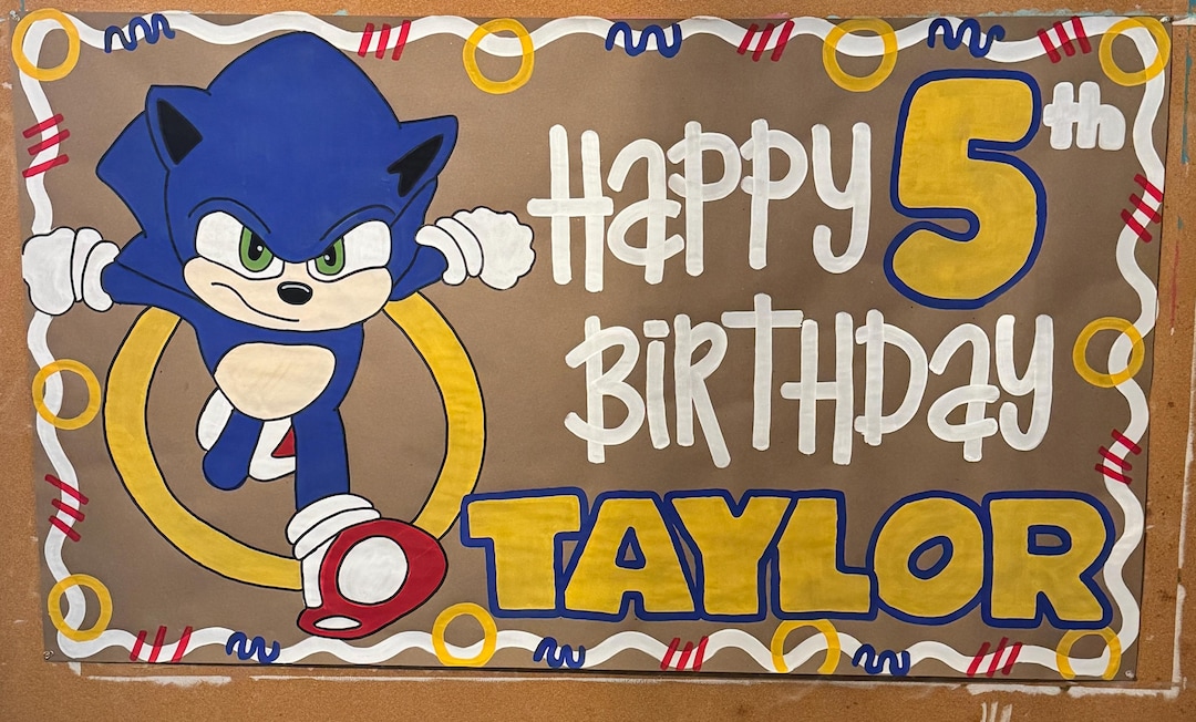 Hand-painted Sonic Birthday Banner, Custom Party Decoration - Etsy