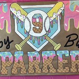 Baseball Banner, Baseball Party, Baseball Drip, Ice Cream Drip Party ...