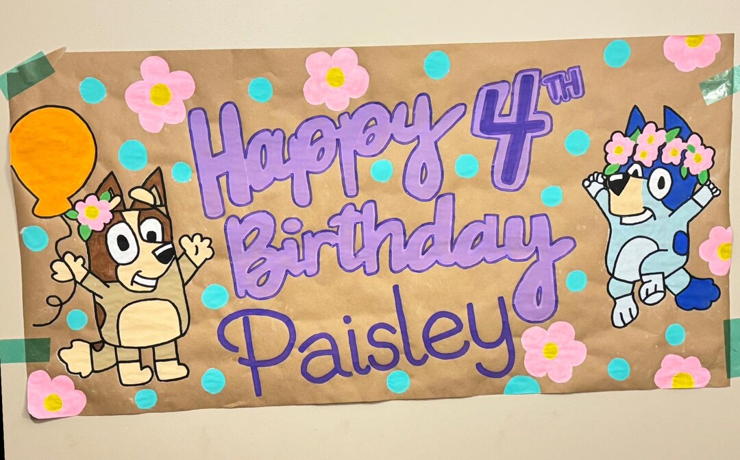 Hand-painted Bluey Birthday Banner, Custom Theme Party - Etsy