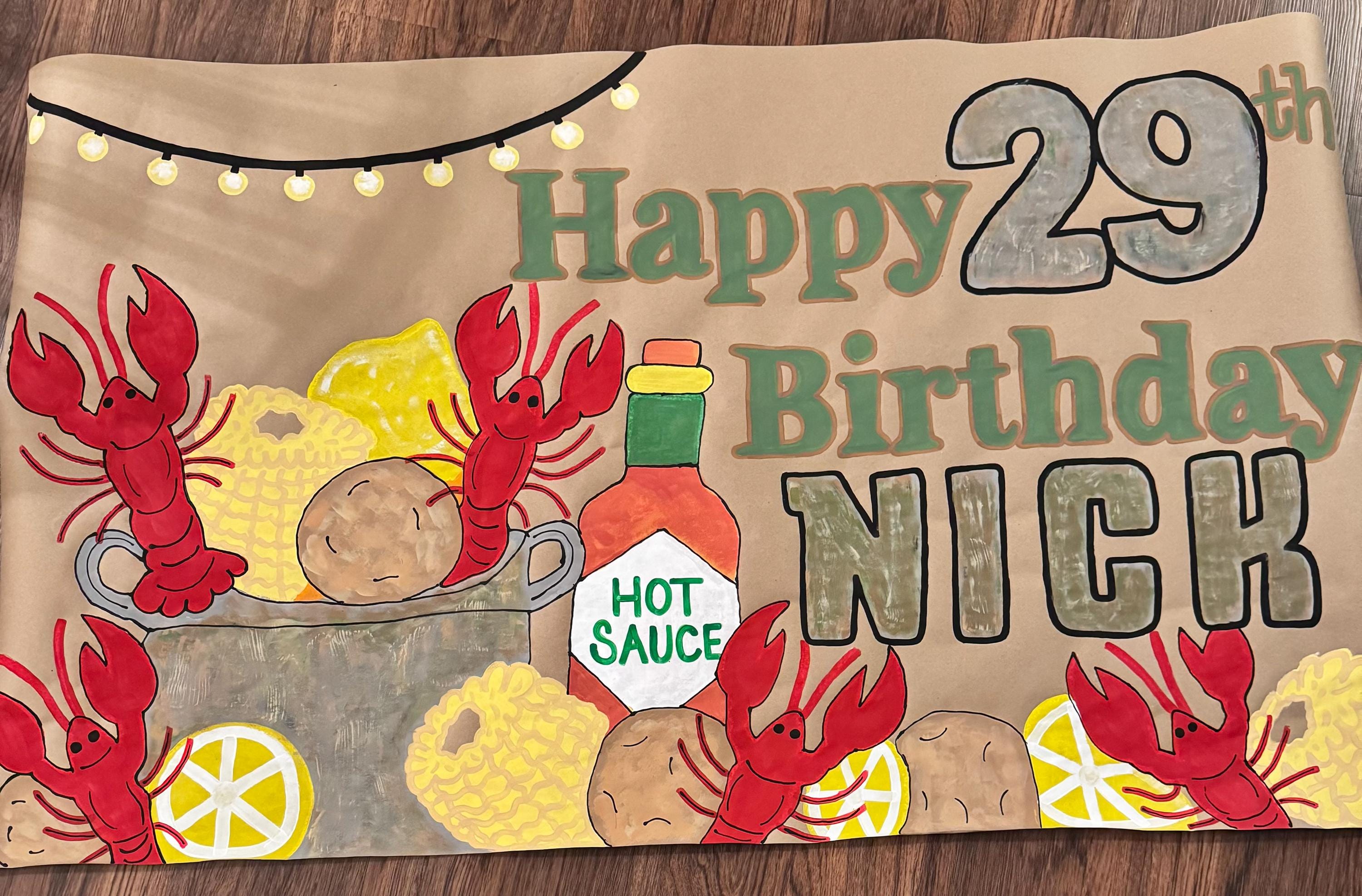 Hand-painted Crawfish Boil Birthday Party Banner, Custom Design - Etsy