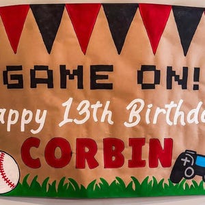 Baseball Painted Party Banner, Baseball Banner, Brown Paper Banner ...