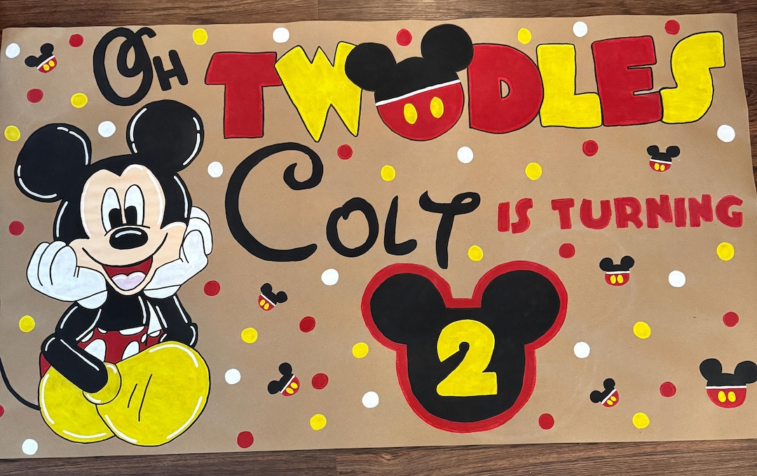 Hand-painted Mickey Mouse Birthday Banner, Oh Twodles Party Decor - Etsy