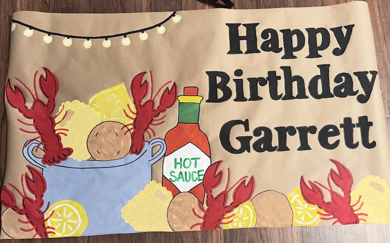 Hand-painted Crawfish Boil Birthday Party Banner, Custom Design - Etsy