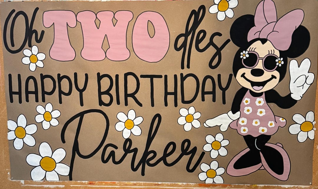 Hand-painted Minnie Mouse Birthday Banner: Custom Party Decor - Etsy