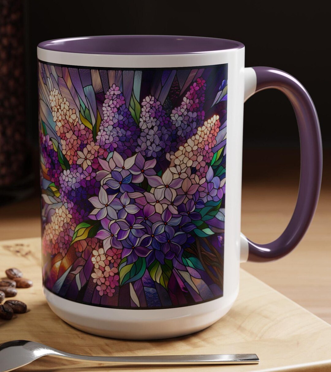 Floral Stained Glass Coffee Mug: Lilac Flower Lover Gift - Etsy