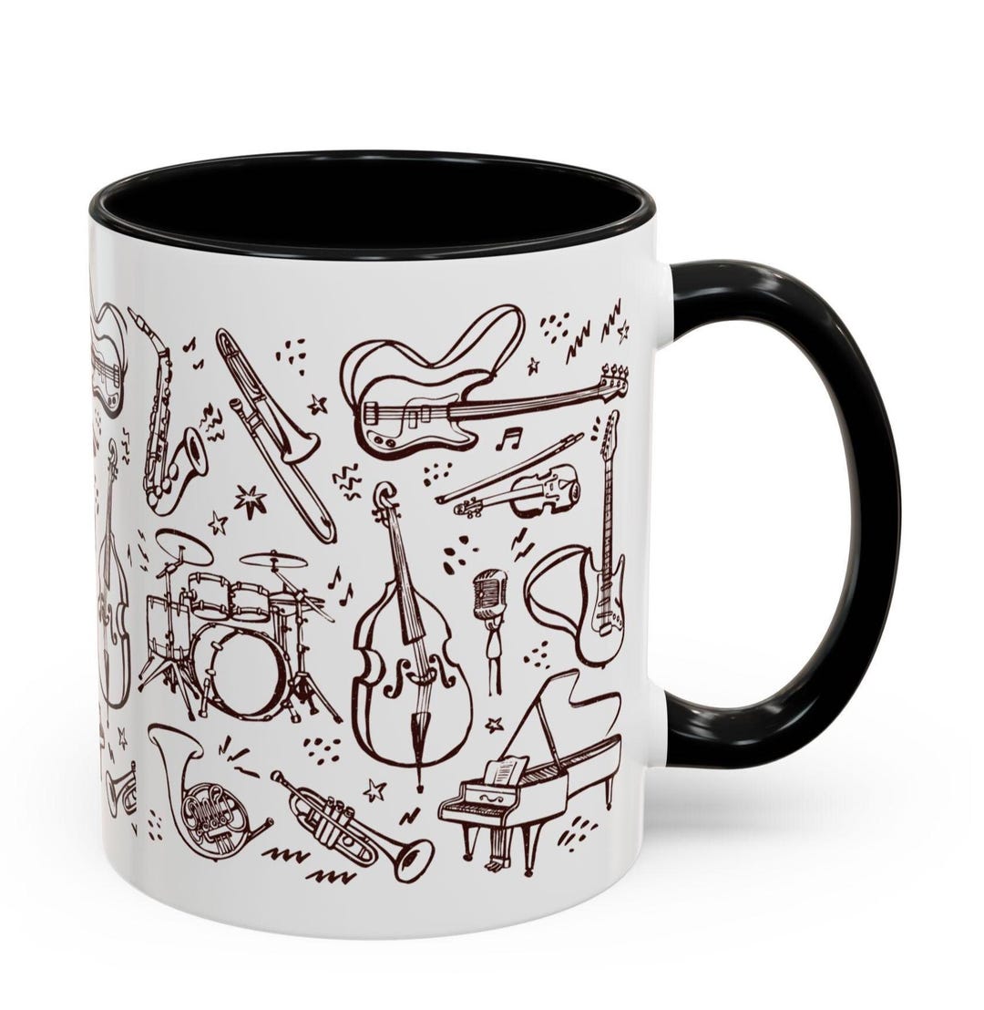 Musical Notes Coffee Mug: Music Lover Gift, Vibrant Colors - Etsy