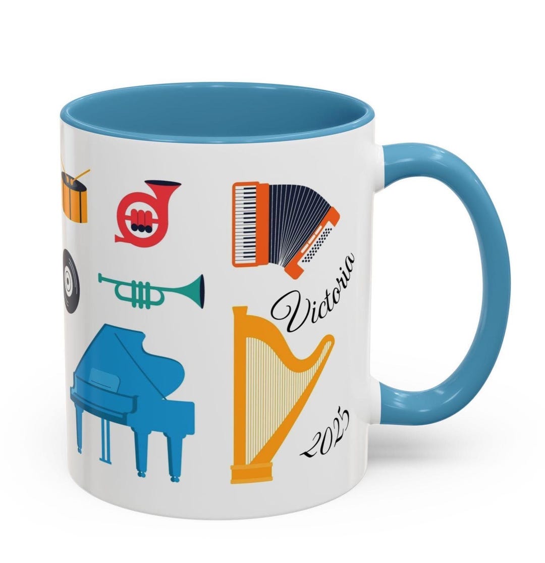 Colorful Musical Instruments Accent Coffee Mug | Personalized Musicians ...